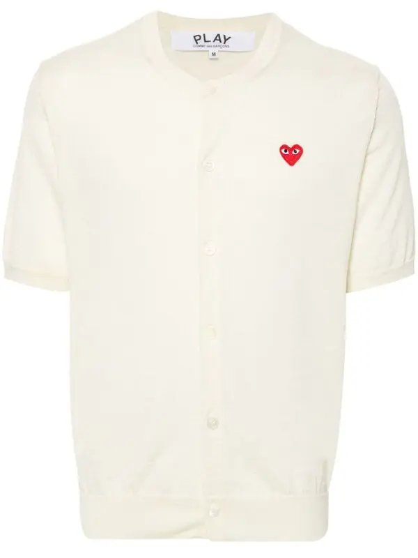 Play Comme Des Garcon Heart-patch Wool Cardigan