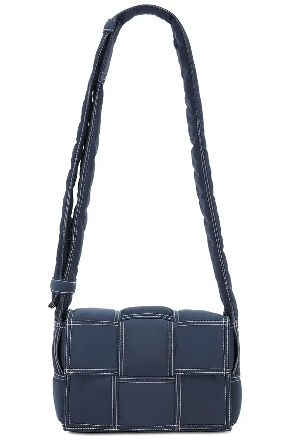 Bottega Veneta Padded Cassette Nylon Bag - Deep Blue & White