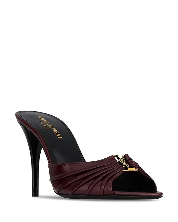 Saint Laurent Babylone Mule Sandals - Bordeaux Lambskin