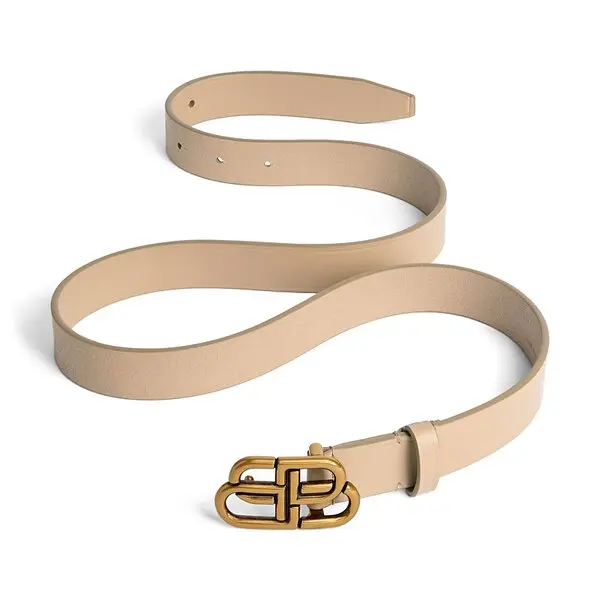 Balenciaga Bb Thin Belt - Latte