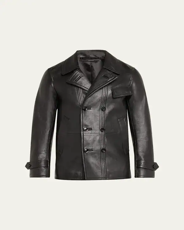 Tom Ford Grained Goat Leather Peacoat Black Editorialist