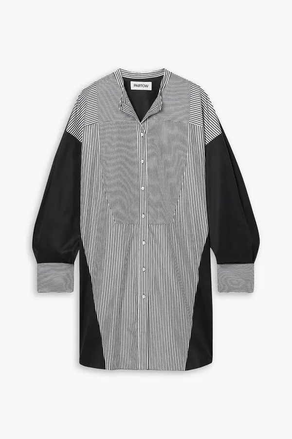 Partow Meline Paneled Striped Cotton-poplin Tunic