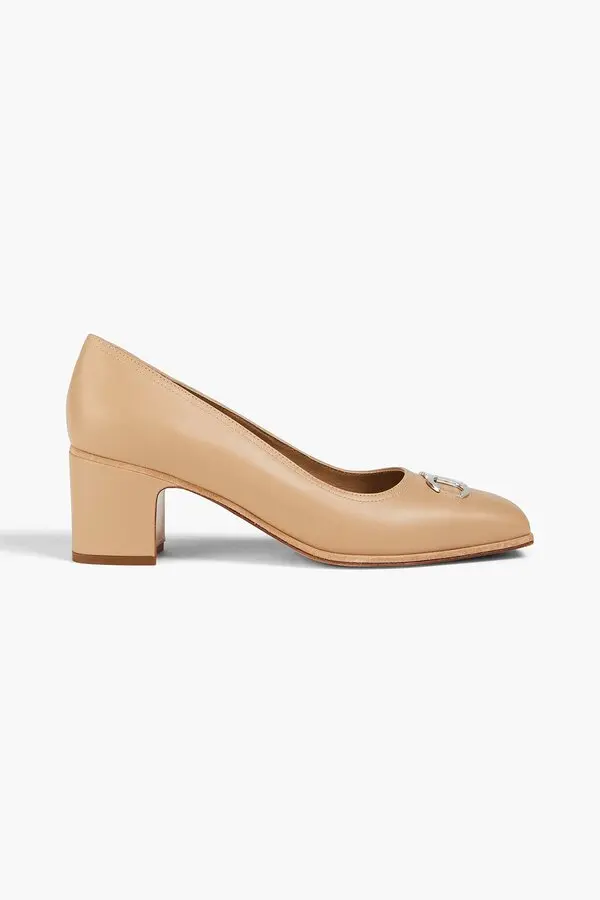 FERRAGAMO Comiso Embellished Leather Pumps