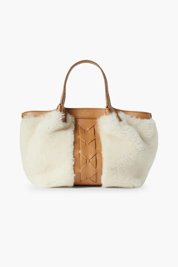 SERAPIAN Secret Mini Leather-trimmed Shearling Tote