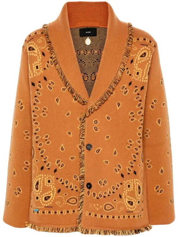 Alanui Bandana-jacquard Cashmere Cardigan - Orange
