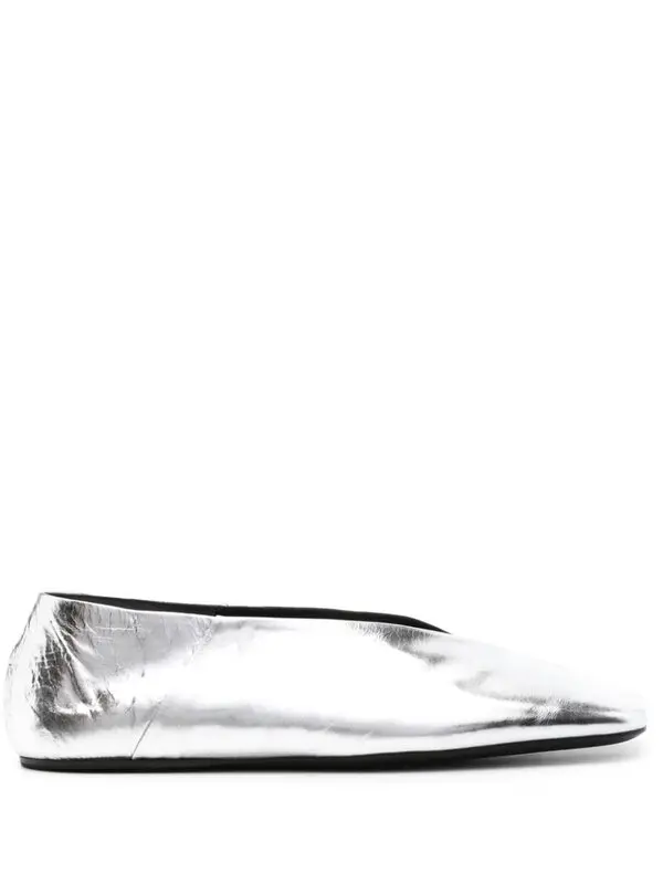 JIL SANDER Metallic Leather Ballerina Flats