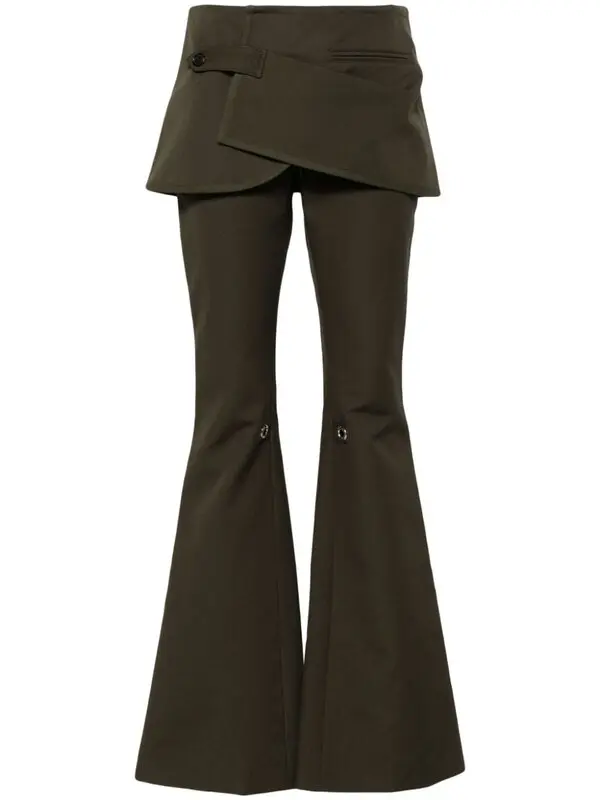COURREGES Layered-skirt Bootcut Trousers - Green