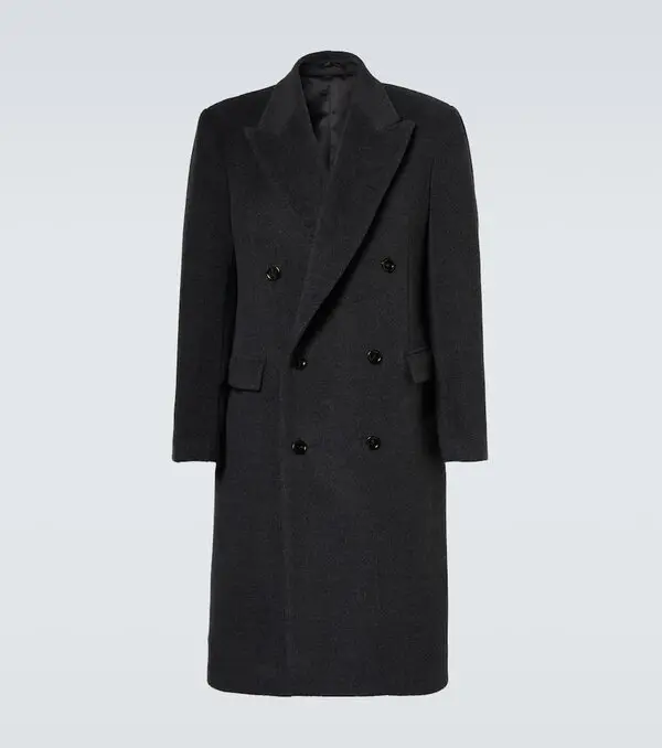 LARDINI Double-breasted Virgin Wool Overcoat - Grey