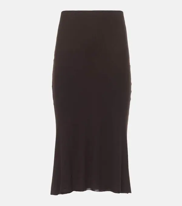 Khaite Leema Jersey Midi Skirt - Brown