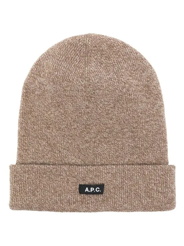 A.p.c. Logo-tag Wool Beanie - Brown