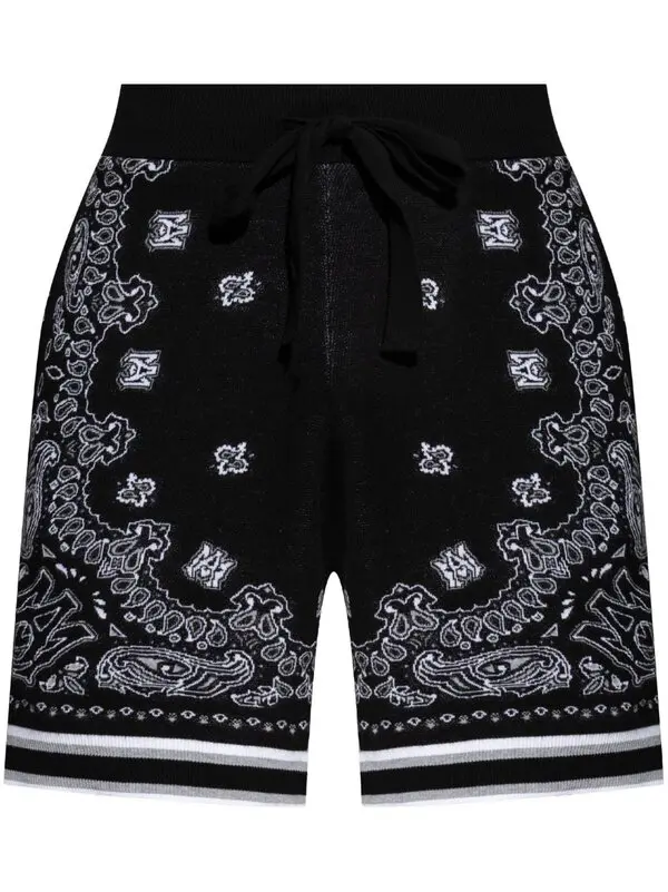 Amiri Bandana Cotton Shorts - Black