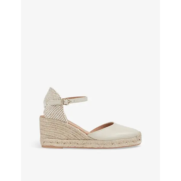 LK BENNETT Marissa Wedge-heel Leather Espadrilles - Cre-ecru