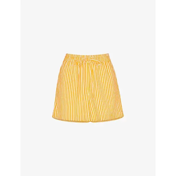 Whistles Sunshine Stripe Linen And Cotton-blend Shorts