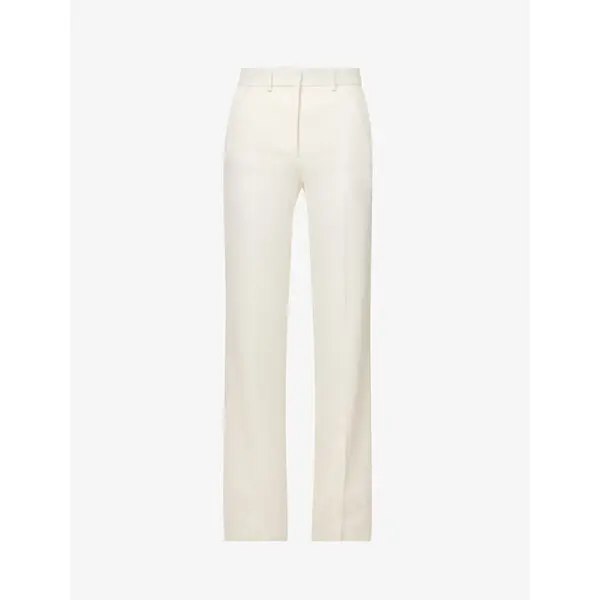 JOSEPH High-rise Straight-leg Stretch-woven Trousers - Ivory
