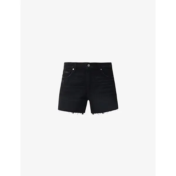 Paige Dylan Frayed-hem Mid-rise Denim-blend Shorts