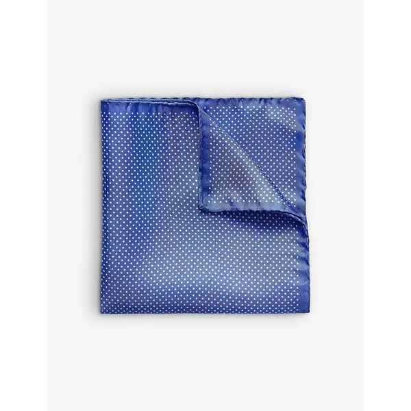 Eton Polka-dot Silk Pocket Square - Light Blue