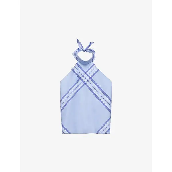 Prada Checked Halterneck Cotton Top