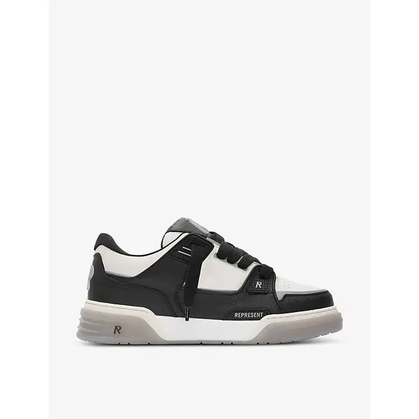 REPRESENT Studio Panelled Leather Mid-top Trainers - Blk/white