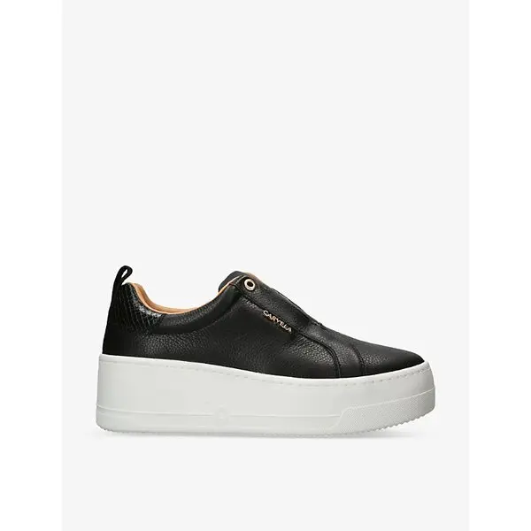 Carvela Connected Laceless Platform Leather Trainers
