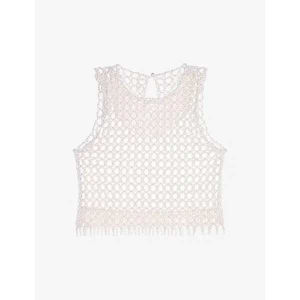 Maje Bead-embellished Cropped Top