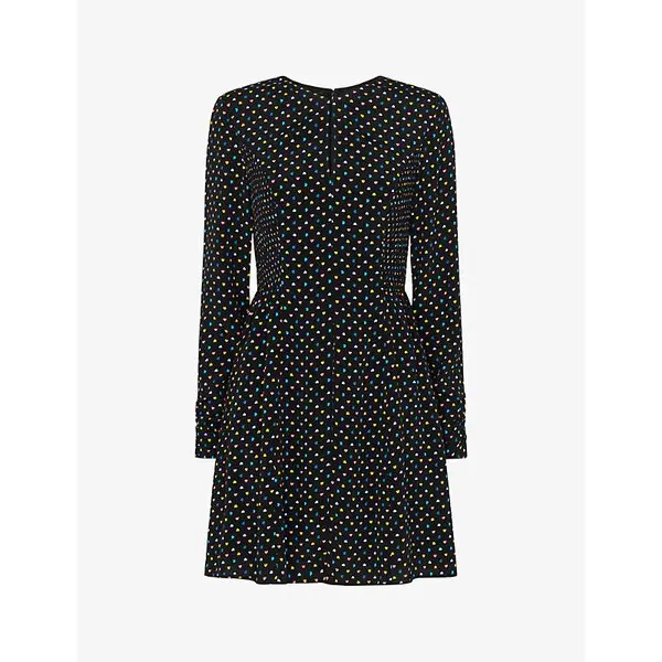 Whistles Scattered Hearts Graphic-print Woven Mini Dress