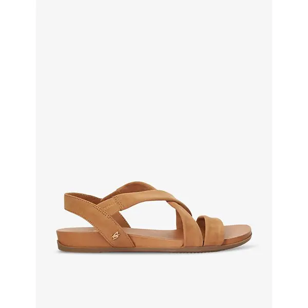 DUNE Crossover-strap Suede Sandals - Camel-nubuck