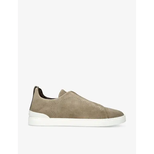 Zegna Triple Stitch Panelled Suede Low-top Sneakers - Mid Brown