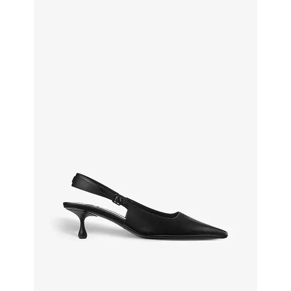 JIMMY CHOO Amel 50 Leather Slingback Courts - Black