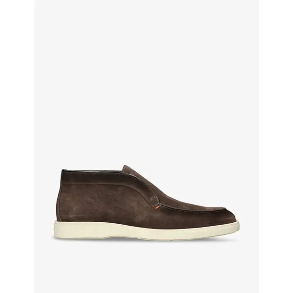 Santoni Detroit Suede Slip-on Desert Boots - Dark Brown