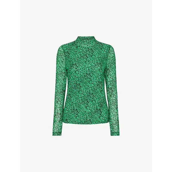 Whistles Floral-patterned Stretch-mesh Top - Multi-coloured
