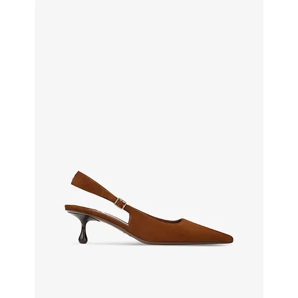 JIMMY CHOO Amel 50 Suede Slingback Heeled Courts - Tan/tortoise
