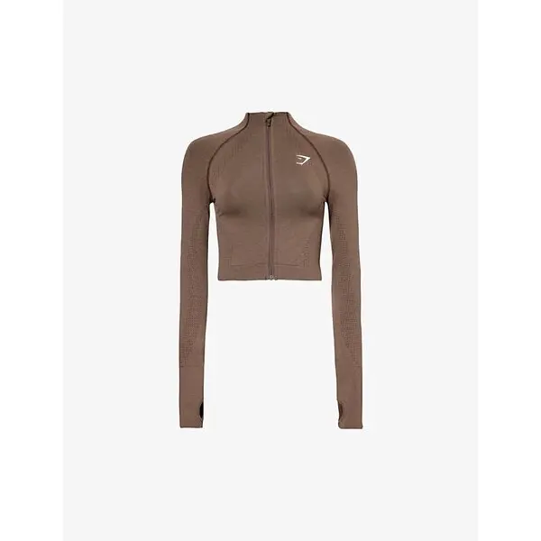 GYMSHARK Vital Seamless 2.0 Stretch-jersey Zipped Jacket - Penny Brown Marl