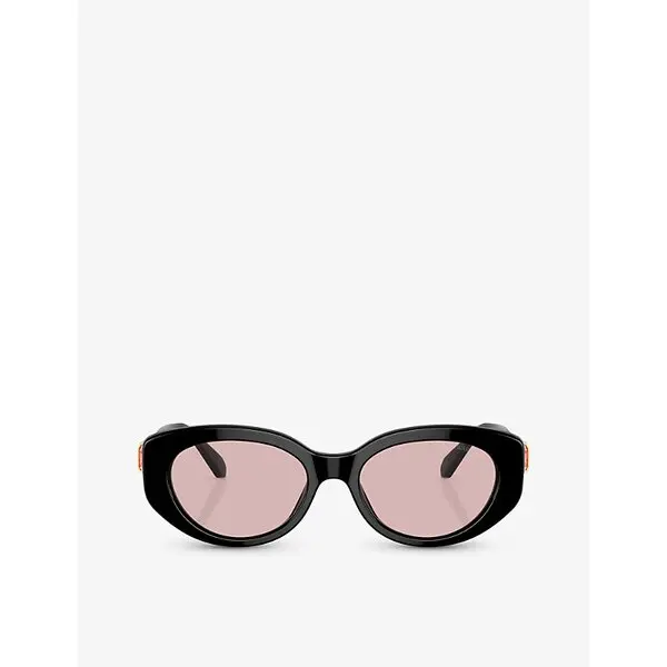 SWAROVSKI Oval-frame Gem-embellished Sunglasses - Black