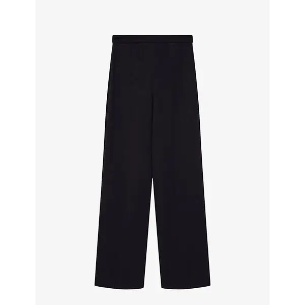 JOSEPH Wide-leg High-rise Woven Trousers - Black