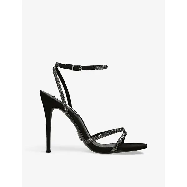 Steve Madden Bryanna Rhinestone-embellished Stiletto Heel Woven Sandals - Black