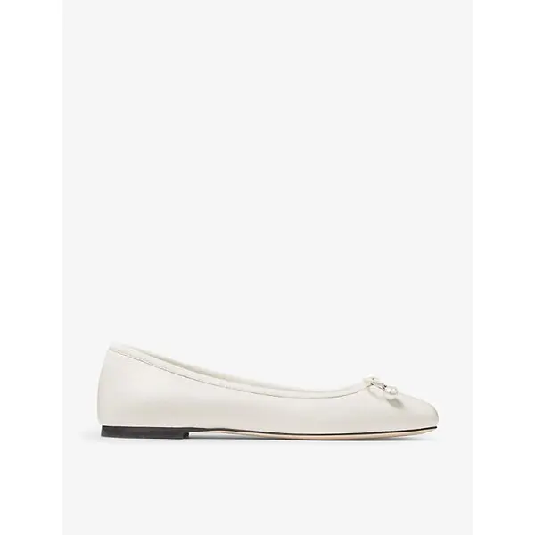 JIMMY CHOO Elme Bow-embellished Ballet Flats - Latte