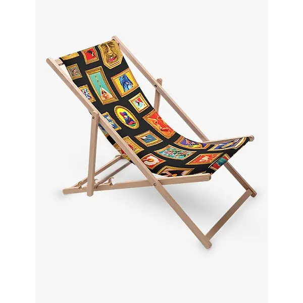 SELETTI Toiletpaper Frame-print Wooden Deckchair 87cm