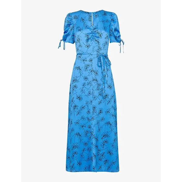 Whistles Aurelie Scribble Daisy Floral-print Midi Dress