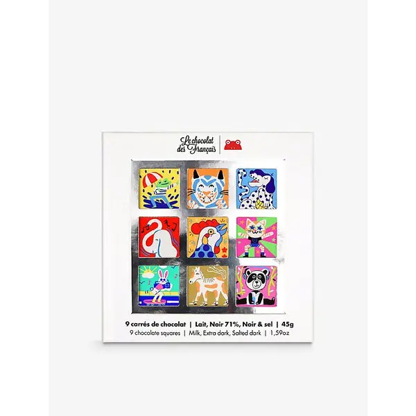 LE CHOCOLAT DES FRANCAIS Animaux Milk And Dark Chocolate Squares Box Of Nine 45g