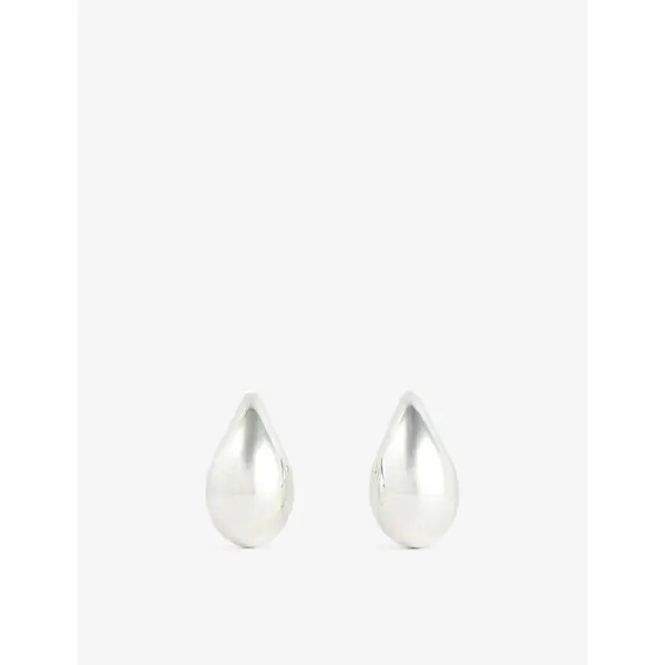 Bottega Veneta Drop Logo-engraved Sterling Earrings - Silver
