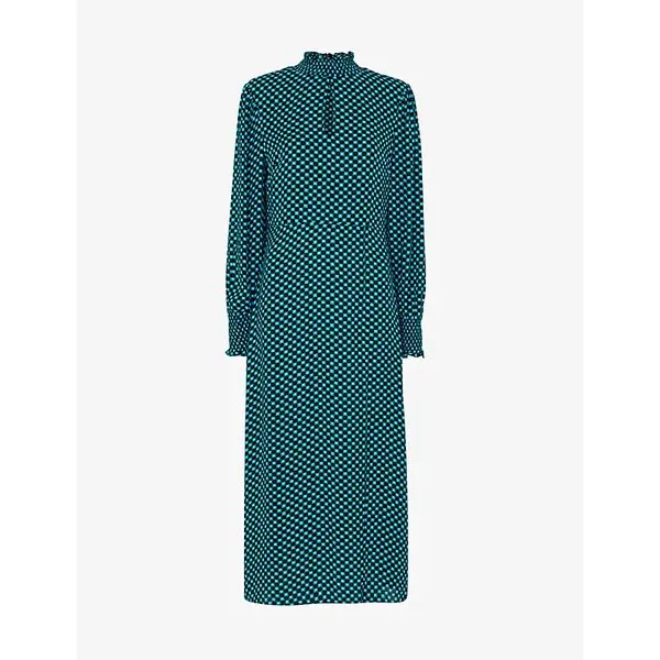Whistles Star Check-print Viscose Midi Dress