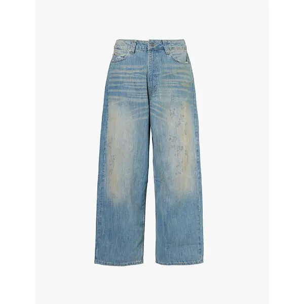 Jaded London Xl Colossus Distressed Wide-Leg High-Rise Denim-Blend 