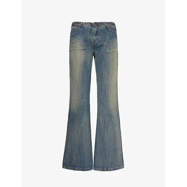 Jaded London Whipstitch Faded-Wash Boot-Cut Low-Rise Jeans 26