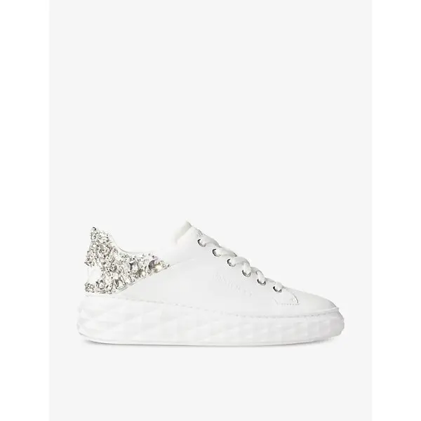 JIMMY CHOO Diamond Maxi Sequin-embellished Low-top Trainers - X White/silver