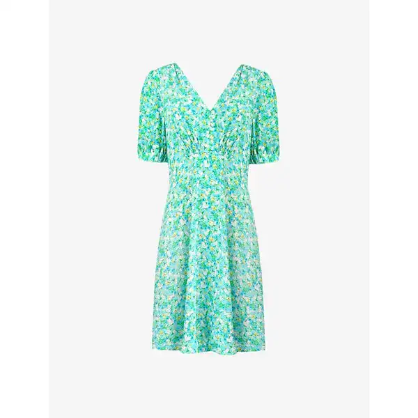 green and white ditsy dress Petite Green Ditsy-Print Midi Dress – Ro&Zo main image 0