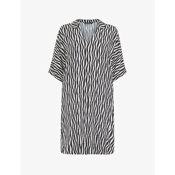 Whistles Melanie Graphic-print Woven Mini Dress - Black