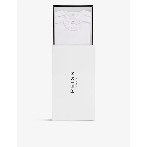 REISS Bless Short-sleeved Crewneck Pack Of Three Cotton-jersey T-shirts - White