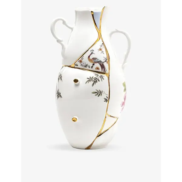 SELETTI Kintsugi 24ct Yellow-gold Plated Porcelain Vase 32cm - One-color