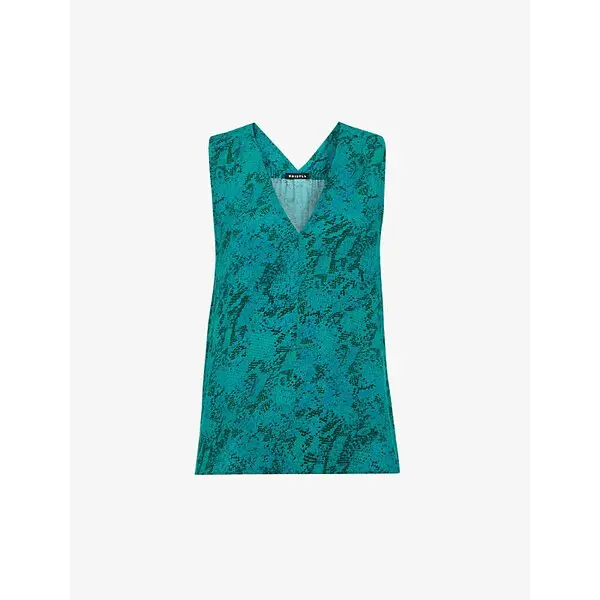 Whistles Snake-print V-neck Sleeveless Top