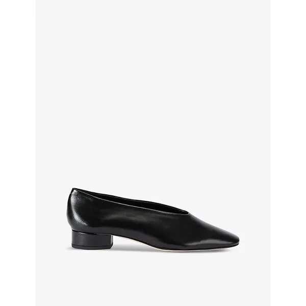 AeydĒ Delia Leather Heeled Courts - Black